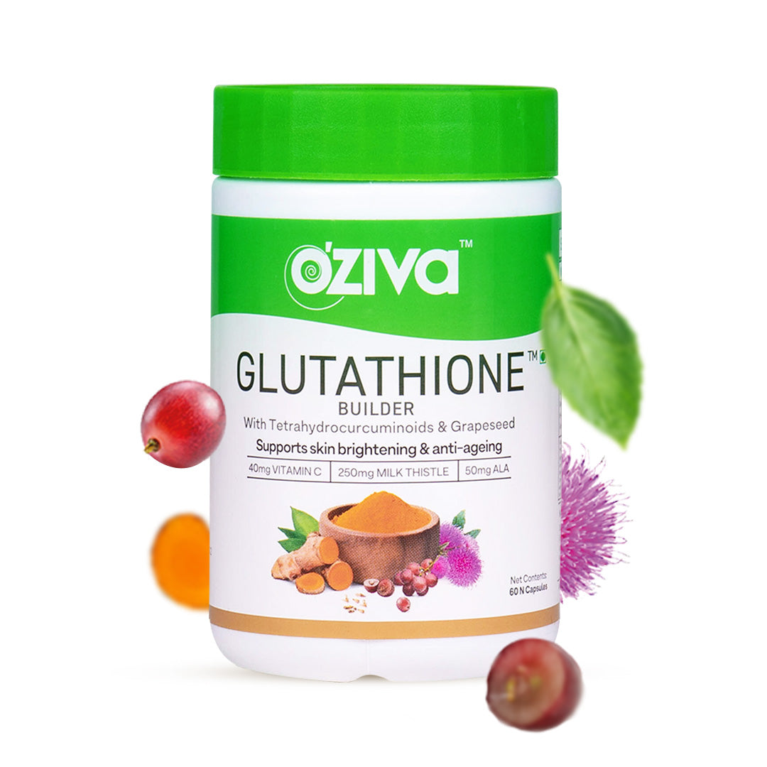 OZiva Plant Based Glutathione Builder for Skin Brightening & Reduced ...