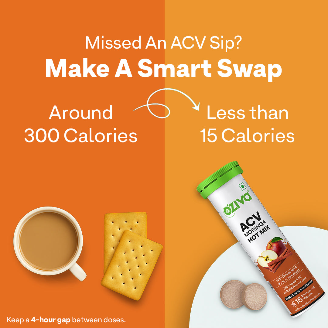 ACV Moringa Hot Mix Apple Cinnamon for Craving Control | 15 Tablets – OZiva